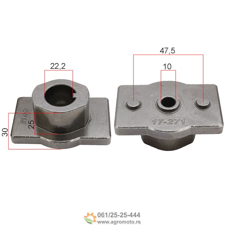 Nosač noža kosilice Husqvarna JET 49 50 - 22,2x10x25x30x47,5 mm