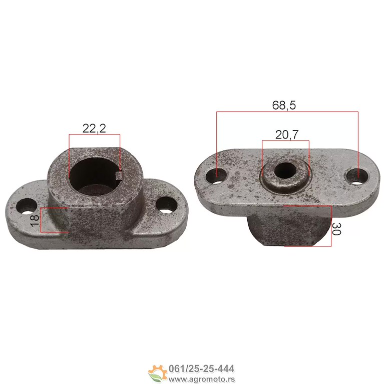 Nosač noža kosilice MTD - 22,2x20,7x18x30x68,5 mm