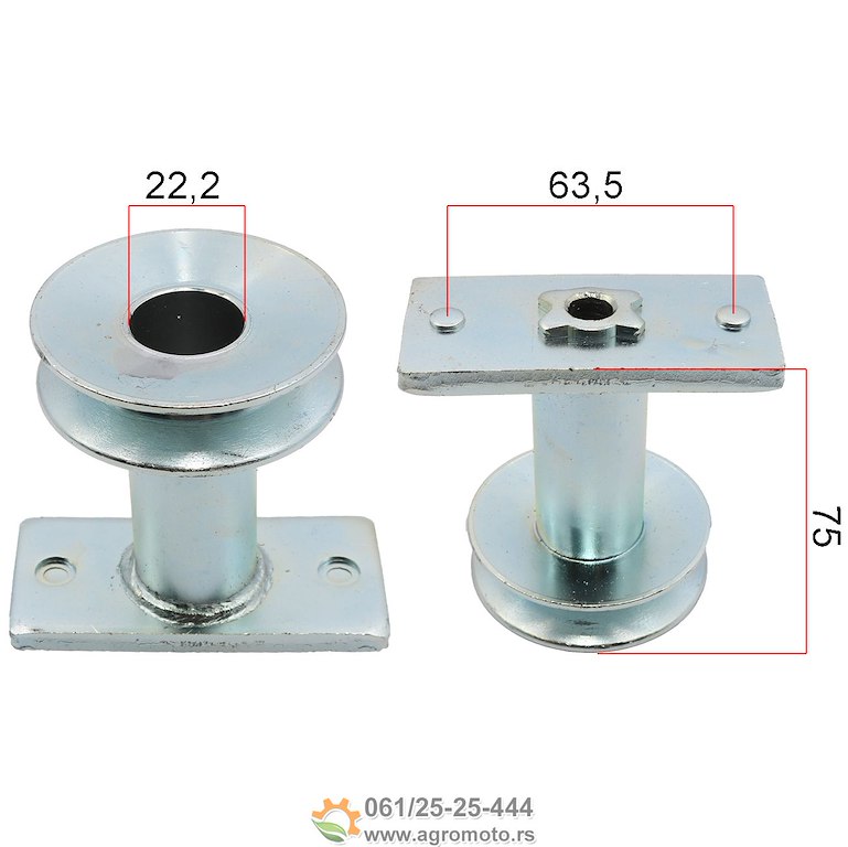 Nosač noža kosilice MTD sa remenicom - 22,2x*x62x75x63,5 mm