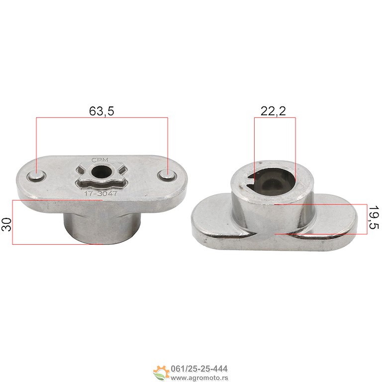 Nosač noža kosilice zvezda plići - 22,2x*x19,5x30x63,5 mm