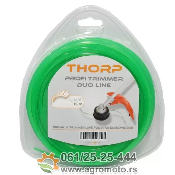 Struna za trimer četvrtasta 2,4mm 15m Thorp