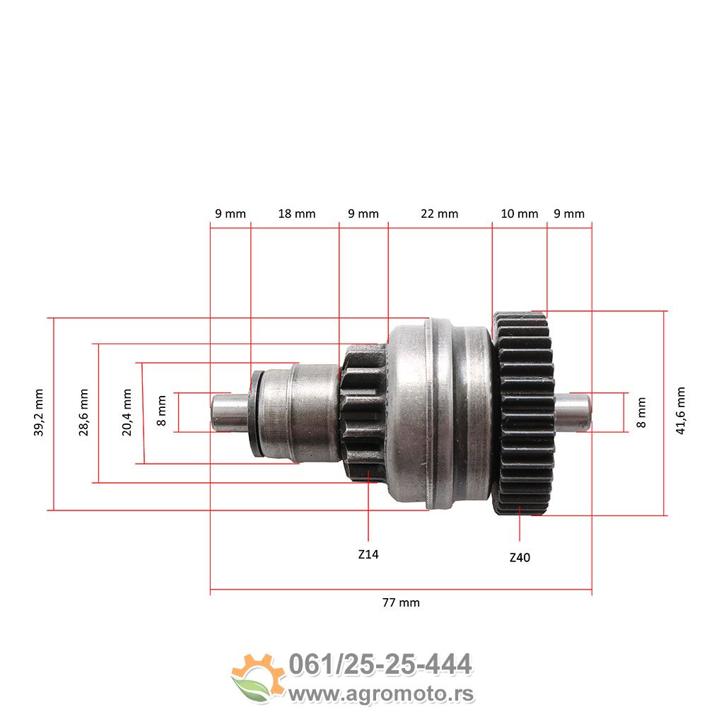 Bendiks anlasera Piaggio Vespa 125/150/180 (14/40) RMS