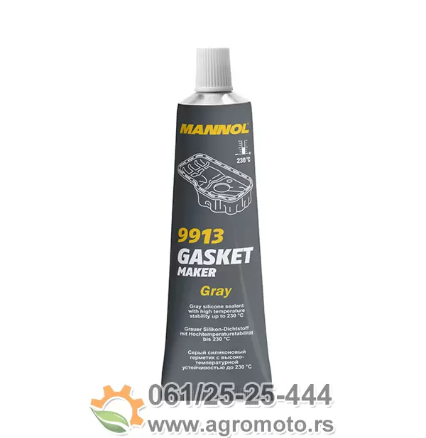 Hermetik silikon MANNOL Gasket Maker +230C sivi 9913 85gr