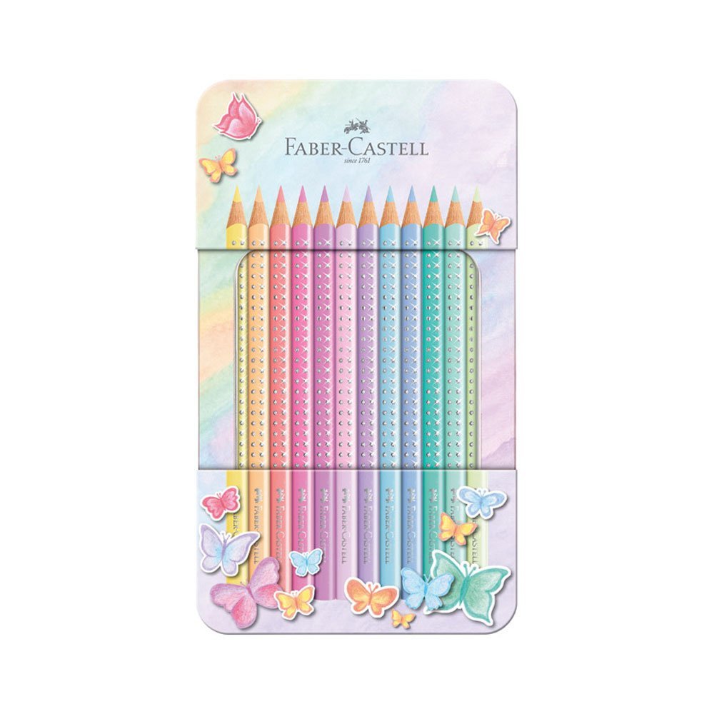 Drvene bojice Faber Castell Grip Sparkle pastel metalna kutija 1/12