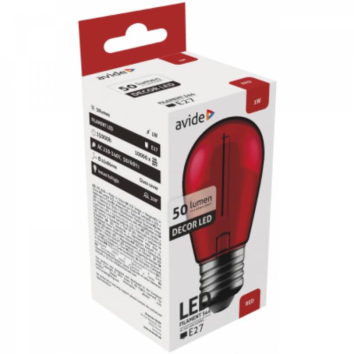 LED dekor Filament sijalica 1W E27 crvena