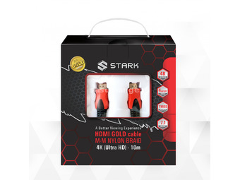 Kabl STARK HDMI M-M pozlacen 4K pleteni 10m