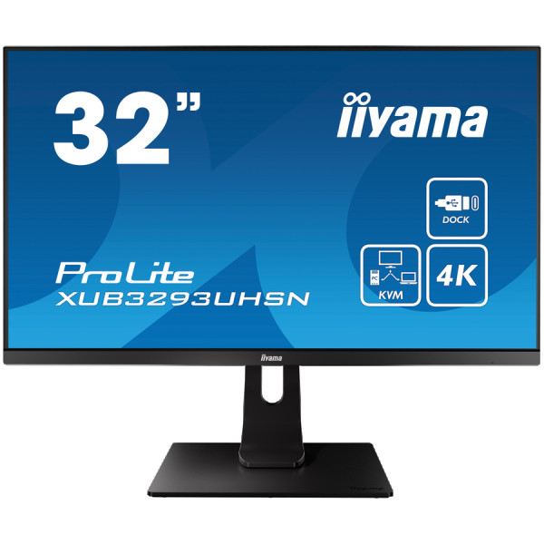 Iiyama ProLite XUB3293UHSN-B5LED monitor 32'' (31.5'' viewable) 3840 x 2160 4K @ 60 Hz IPS 350 cdm˛ 1000:1 4 ms HDMI DisplayPort USB-C speake