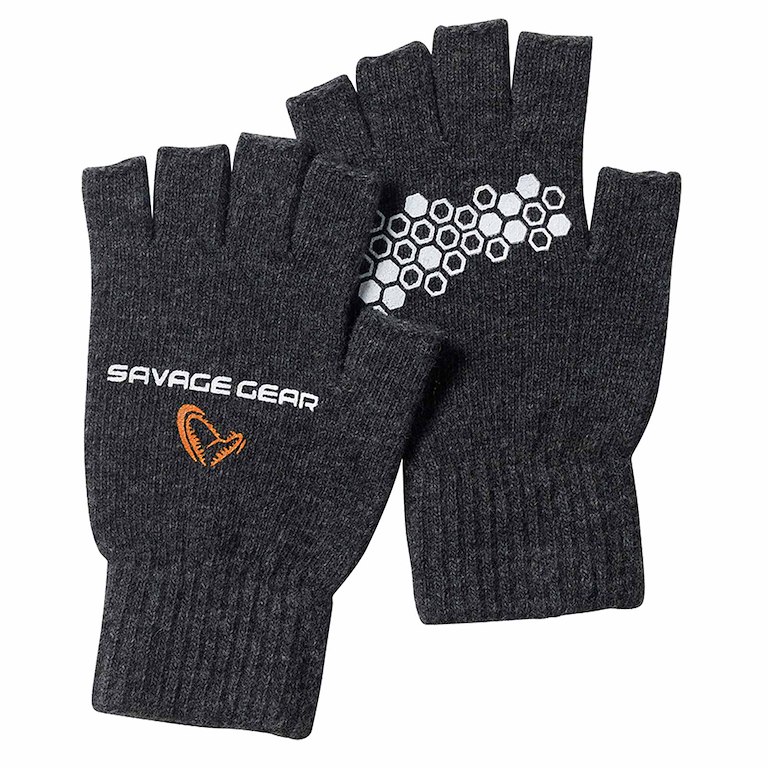 Rukavice Savage Gear bez Prstiju Knitted Half Finger /Dark Grey Melange