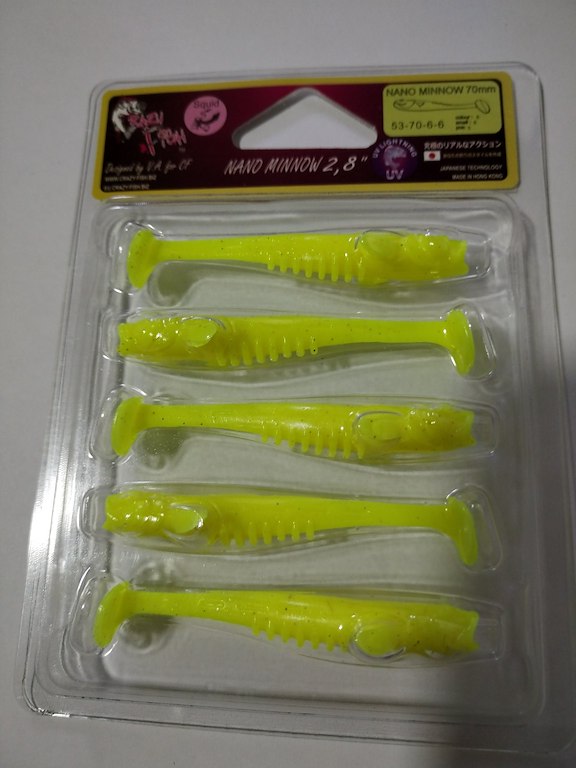 Varalica Crazy Fish Nano Minnow 7cm 5kom. Chartreuse