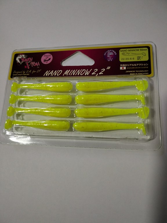 Varalica Crazy Fish Nano Minnow 5.5cm 8kom. Chartreuse