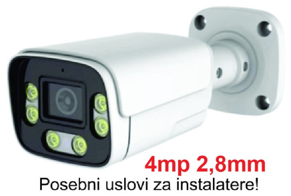 CAM-IP4MP-HAQ60D GMB kamera 4MP APP P6SLite 2.8mm-F1.6 POE, IP66 DuaL LED 6xIR+6xFull Color, MIC,25m