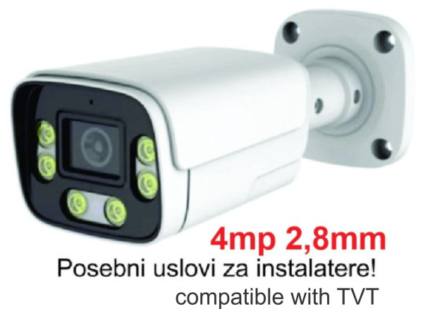 CAM-IP4MP-HAQ60D GMB kamera 4MP APP P6SLite 2.8mm-F1.6 POE, IP66 DuaL LED 6xIR+6xFull Color, MIC,25m