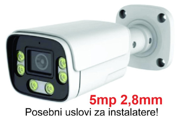 CAM-IP5MP-HAQ60D GMB kamera 5mp APP P6SLite 2.8mm-F1.6 POE, IP66 DuaL LED 6xIR+6xFull Color, MIC,25m