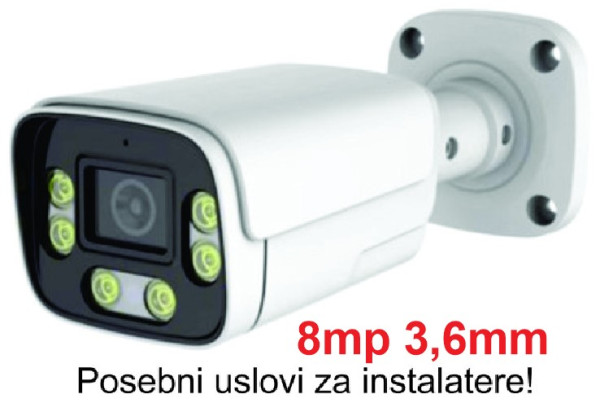 CAM-IP8MP-HAQ60D GMB kamera 8mp P6SLite 3.6mm-F1.4 Starlight POE IP66 Dual LED 6xIR+6xFull Color MIC