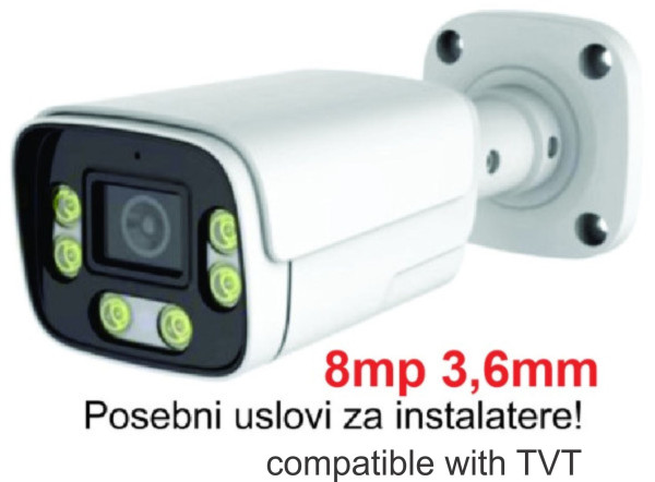 CAM-IP8MP-HAQ60D GMB kamera 8mp P6SLite 3.6mm-F1.4 Starlight POE IP66 Dual LED 6xIR+6xFull Color MIC