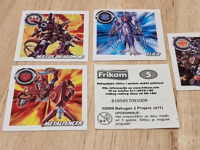 Sličice Bakugan 2 Frikom 2009 na komad