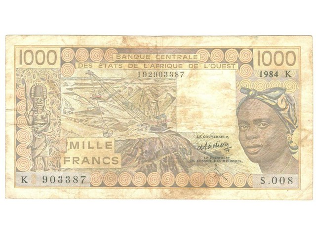 Zapadna Afrika Senegal 1000 francs 1984