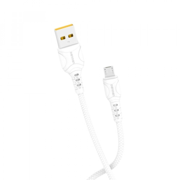 DENMEN D08V Micro USB data kabl 3,6A 1m bela