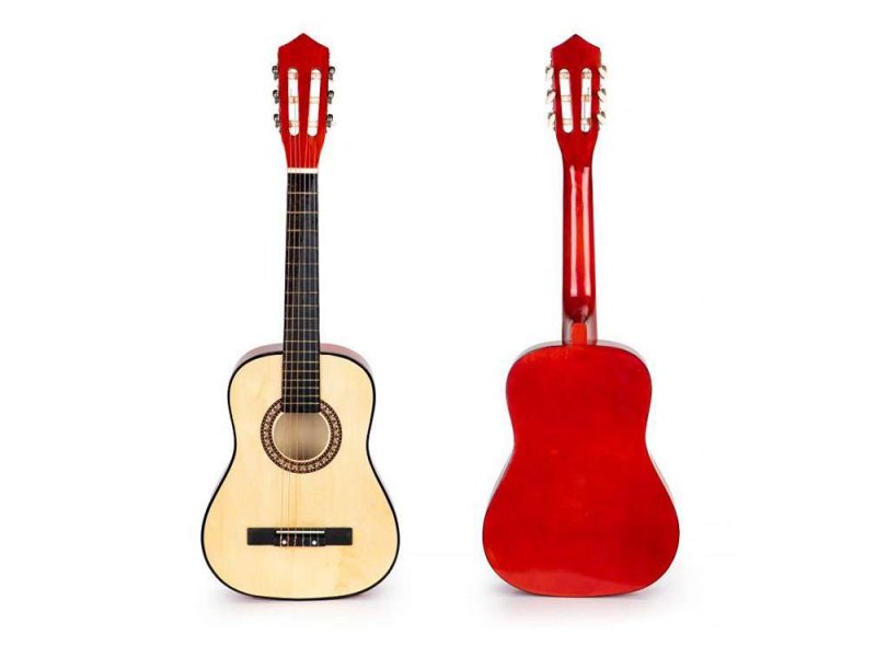 ECO TOYS VELIKA DRVENA GITARA ZA DECU CRVENA