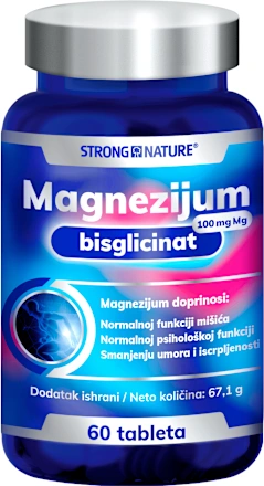 STRONG NATURE
Magnezijum bisglicinat 100mg tablete, 60 kom
Dodatak ishrani