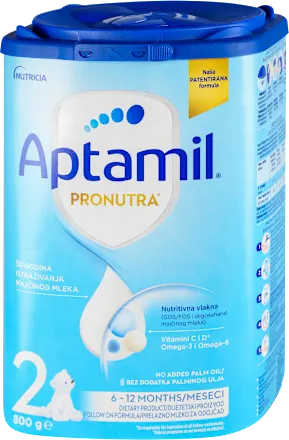 Aptamil
PRONUTRA 2 prelazna mlečna formula za odojčad, od 6 do 12 meseci, 800 g
Prelazno mleko