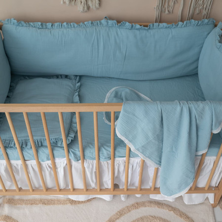 Muslin ogradica za krevetac sa posteljinom i prekrivačem plava ( TNC_96C4P3_0865100 )