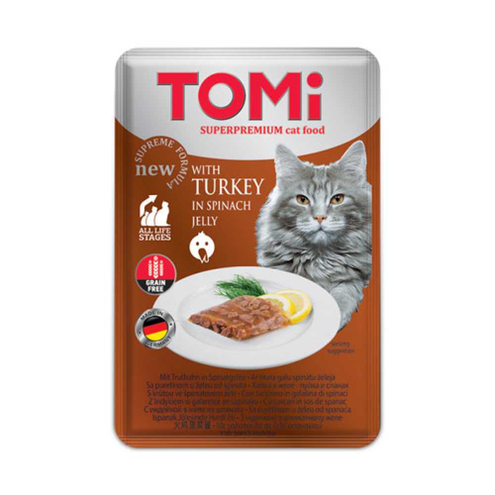 TOMI GF Cat sos za mačke - Ćuretina i spanać 100g