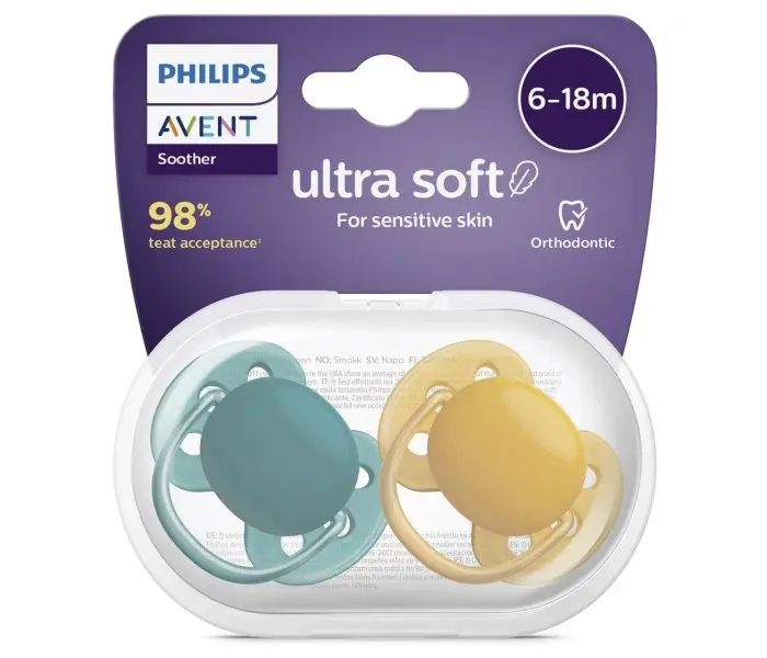 AVENT Varalica za bebe Ultra Soft 6-18m 2/1 ljubičasta i narandžasta