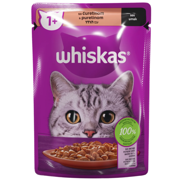 Whiskas kesica za macke adult, curetina u sosu, 1+godina, 85gr