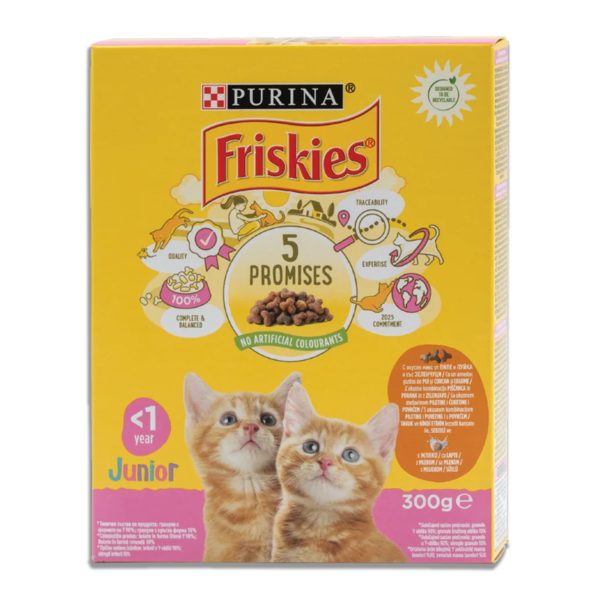 Friskies briketi za macice Junior piletina i curetina sa povrcem i mlekom 300gr