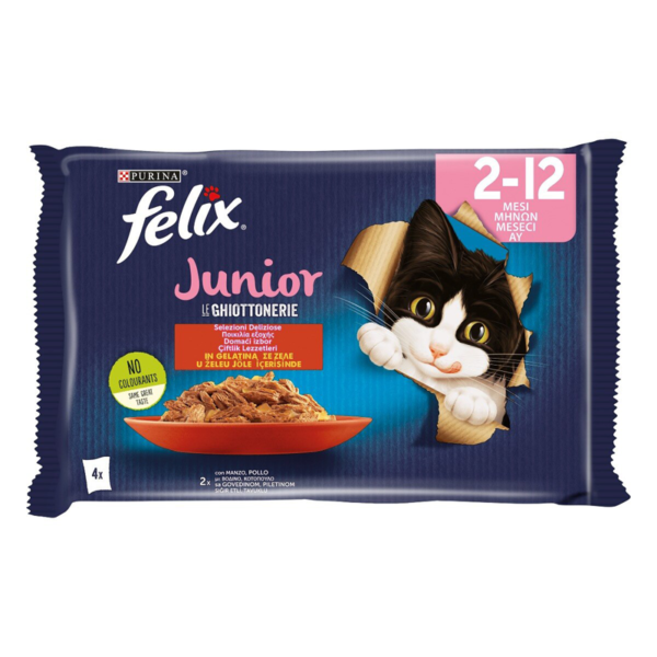 Felix Le Ghiottonerie multipack za macice Junior, govedina i piletina u zeleu 4x85gr