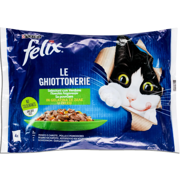 Felix Le Ghiottonerie multipack za macke govedina i sargarepa i piletina i paradajz u zeleu 4x85gr