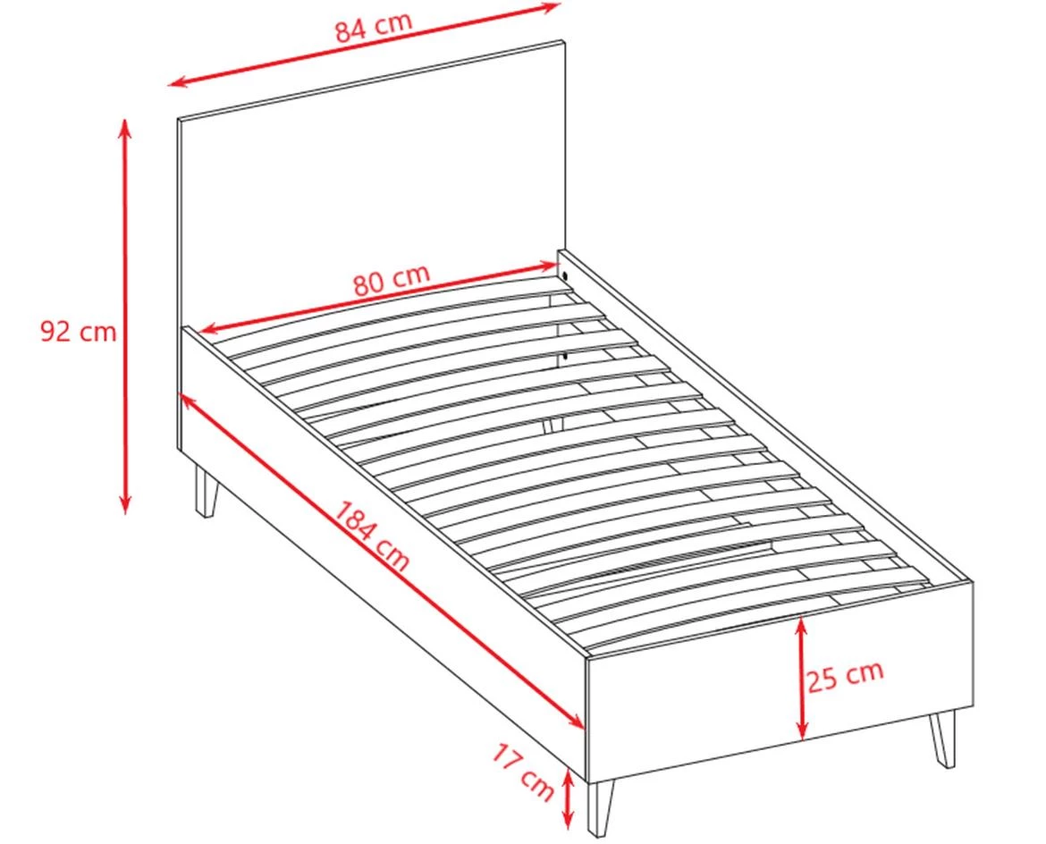 Kubi djecji krevet sa podnicom 84x184x92 cm sivi