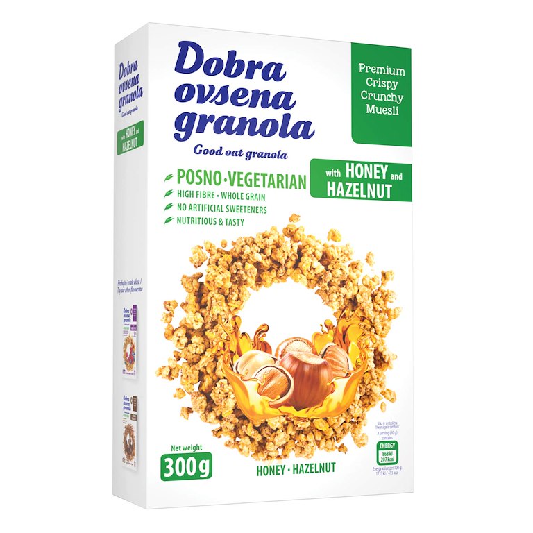 Dobra granola ovsena med&lešnik 300g dobra