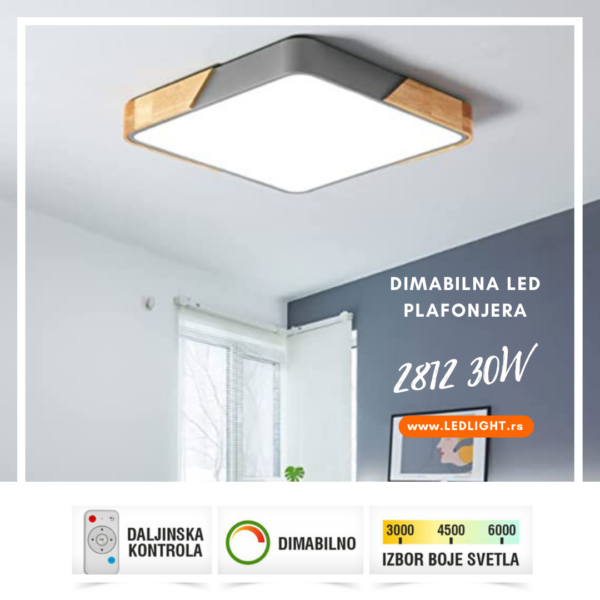 Dimabilna LED plafonjera 2812 siva 30W