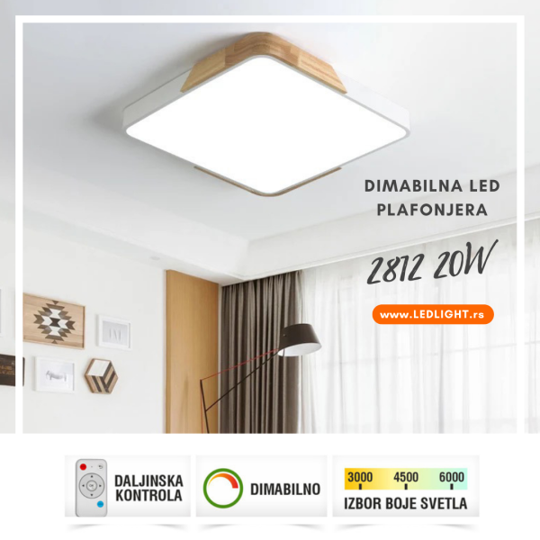 Dimabilna LED plafonjera 2812 bela 20W