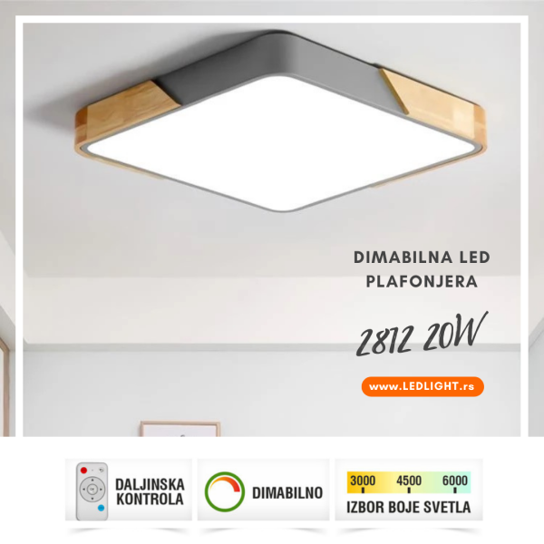 Dimabilna LED plafonjera 2812 siva 20W