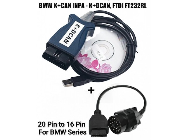 BMW K+CAN INPA - K+DCAN, FTDI FT232RL OBD2 Dijagnostika