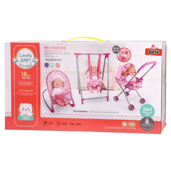 Lovely baby, set za bebe, 3 u 1, roze