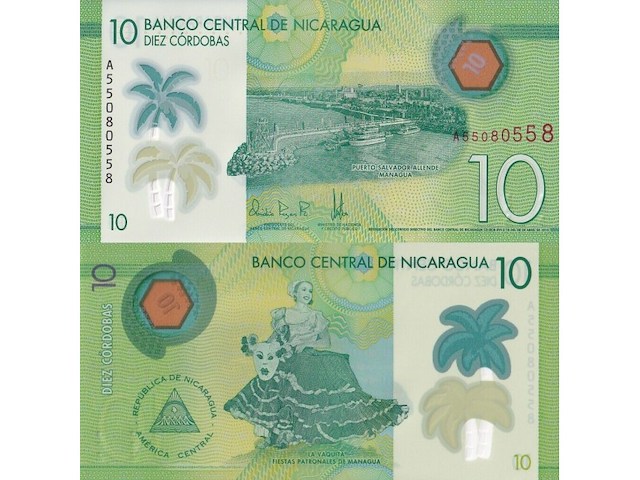 NICARAGUA Nikaragva 10 Cordobas 2019 UNC, P-209 Polymer