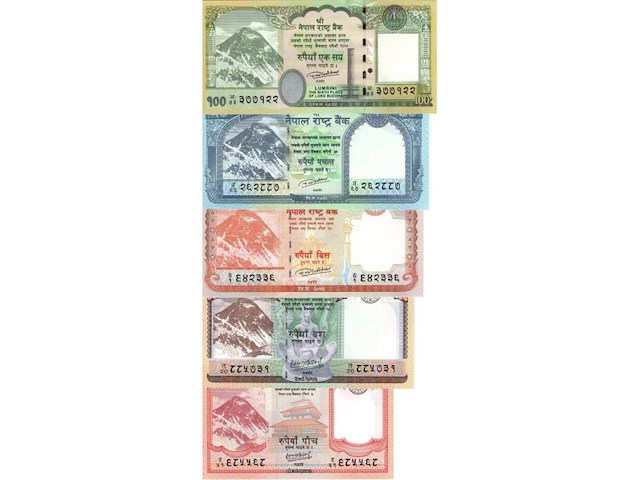 NEPAL 5, 10, 20, 50 i 100 Rupees 2019/2020 UNC