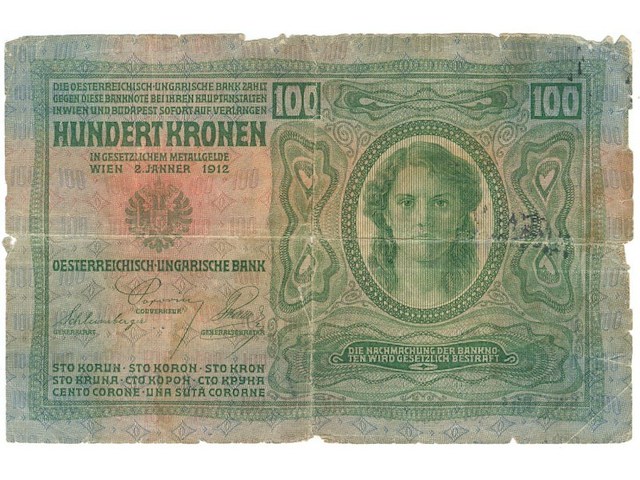 100 kruna 1919/1912 pecatirana