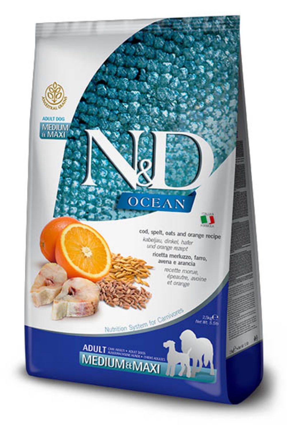 N&D Ocean Codfish,Spelt,Oats&Orange Medium&Maxi