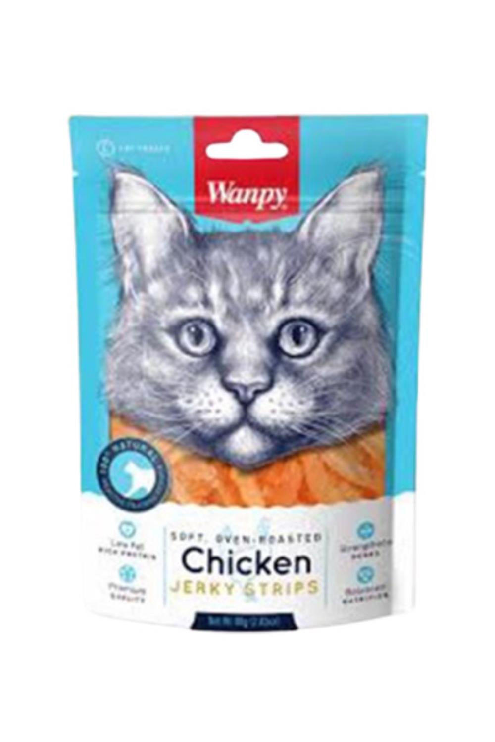 Wanpy Soft Chicken Jerky Strips for Cat 80g