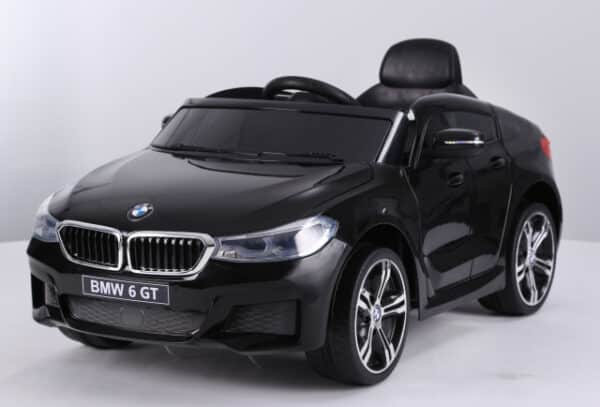 Licencirani dečiji auto BMW GT na akumulator sa kožnim sedištem i mekim gumama – crni, SM-24010