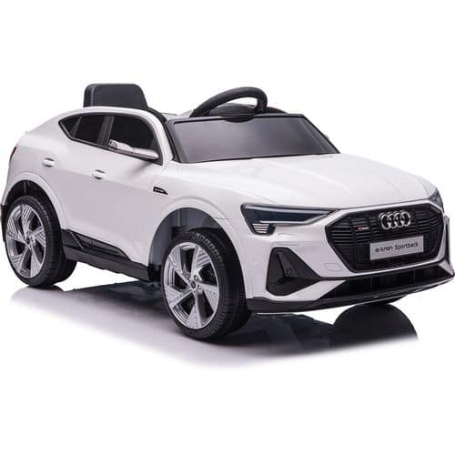 Licencirani dečiji auto Audi E-tron Sportback na akumulator sa kožnim sedištem i mekim gumama – beli, SM-24011A