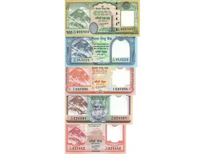 NEPAL 5, 10, 20, 50 i 100 Rupees 2019-2020 UNC