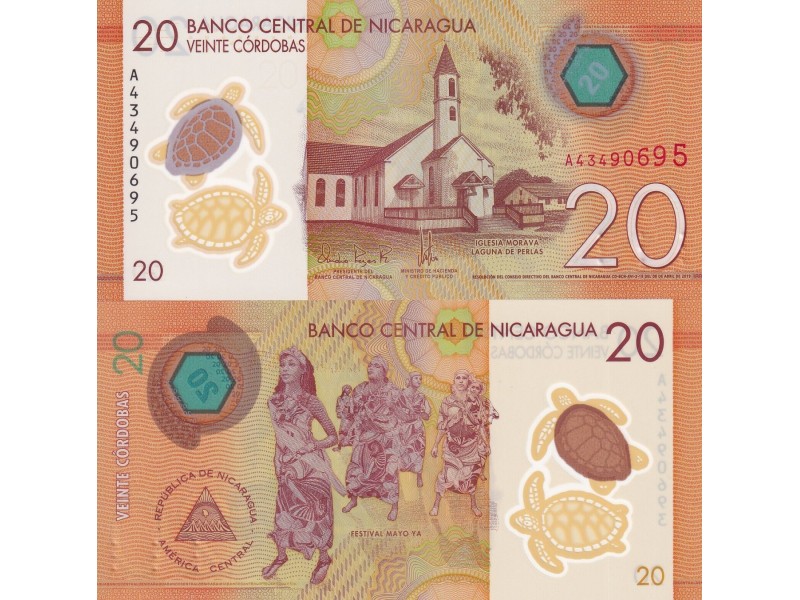 NICARAGUA Nikaragva 20 Cordobas 2019 UNC, P-210 Polymer