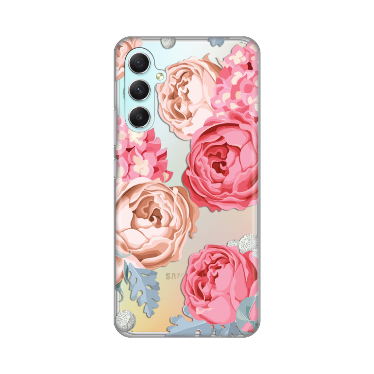 TORBICA SILIKONSKA PRINT SKIN ZA SAMSUNG A346B GALAXY A34 5G PINK FLOWERS