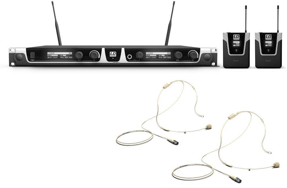 LD Systems U506 BPHH 2 bežični mikrofonski sistem
Wireless Microphone System with 2 x Bodypack and 2 x Headset beige